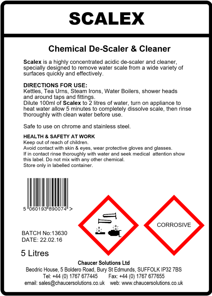 SCALEX LIMESCALE REMOVER – 5 LITRES – Chaucer Solutions