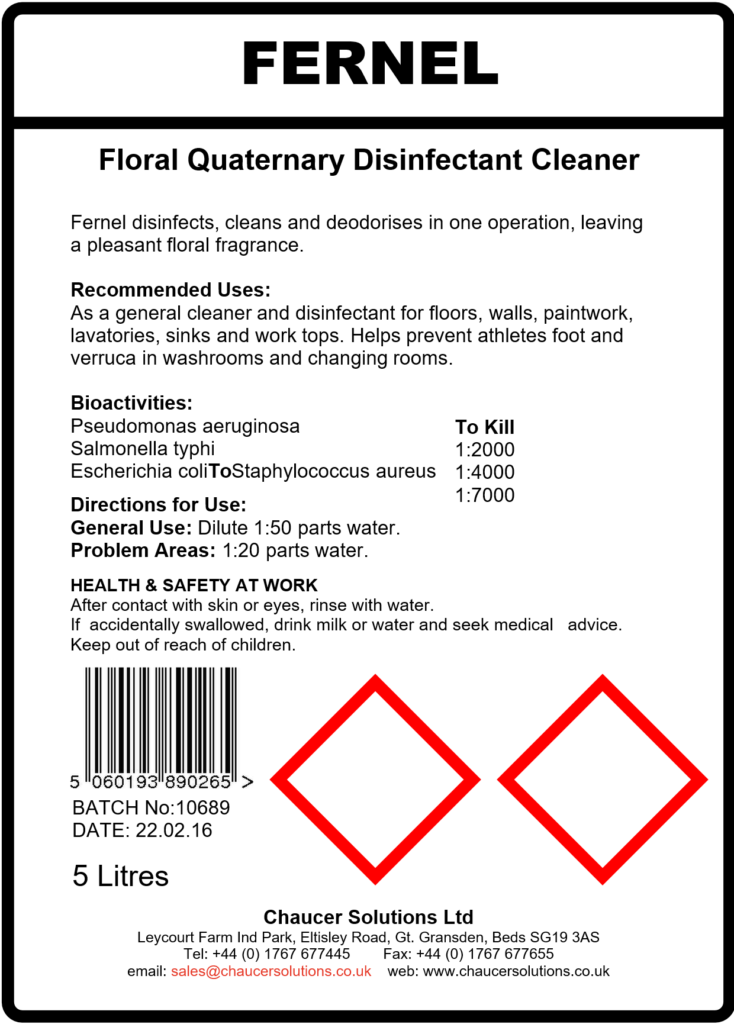 FERNEL FLORAL DISINFECTANT – 5 LITRES – Chaucer Solutions