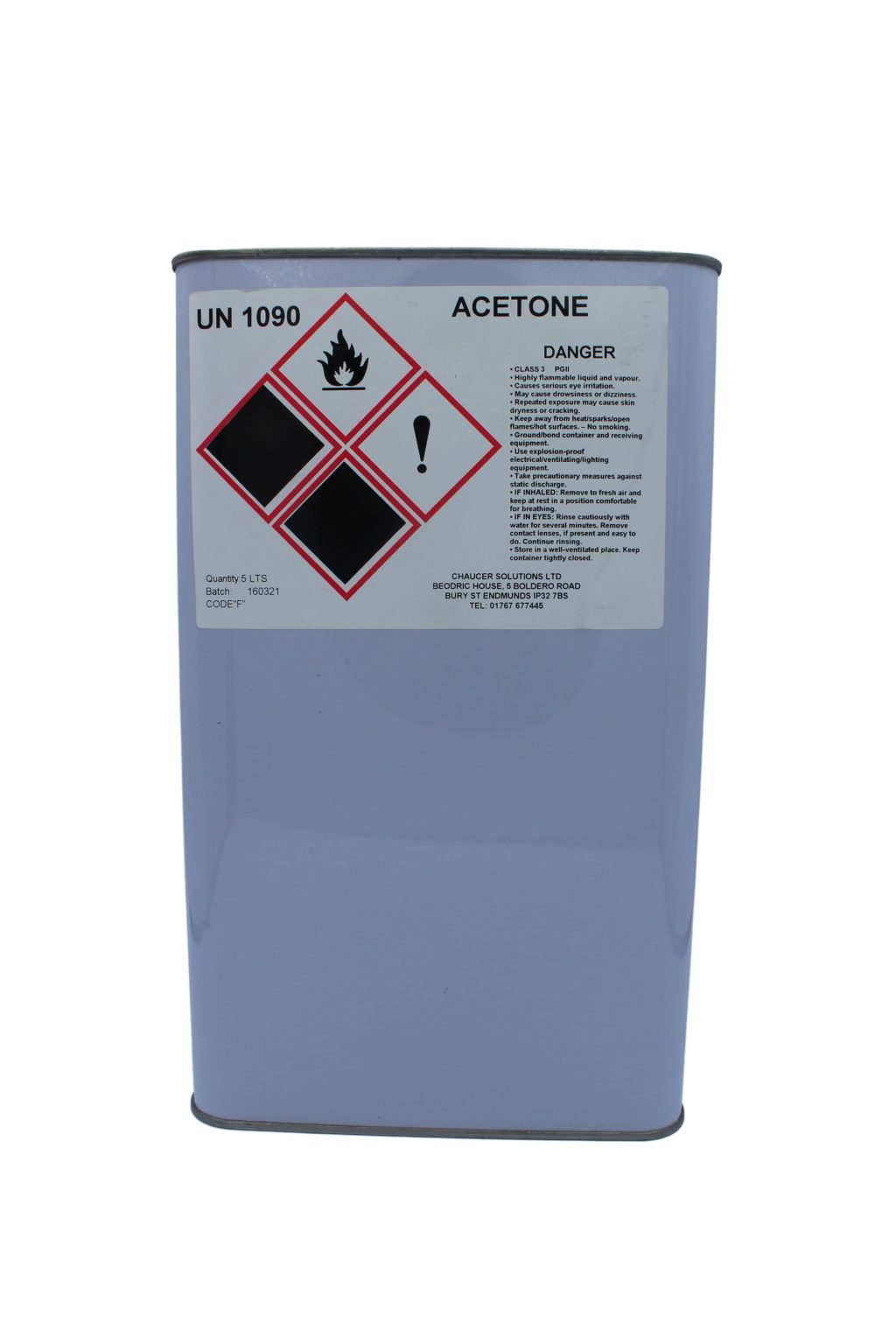 ACETONE INDUSTRIAL SOLVENT CLEANER – 5 LITRES – Chaucer Solutions