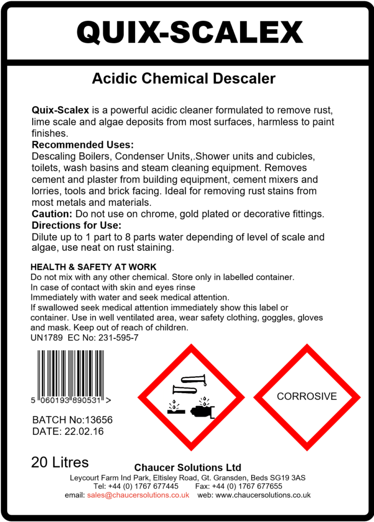 QUIX-SCALEX ACID CLEANER & DESCALER – 5 LITRES – Chaucer Solutions